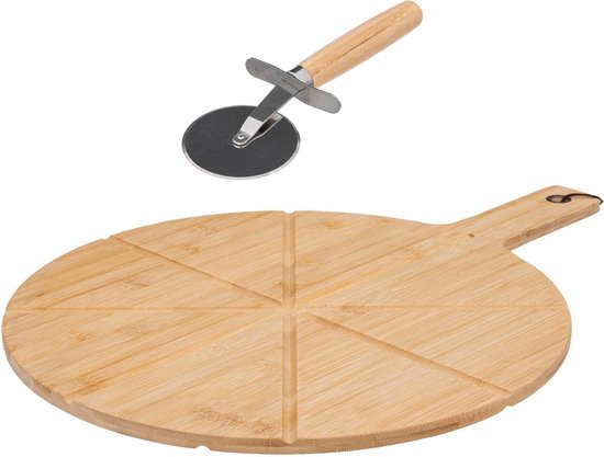 5five Pizza Snijplank met Pizzames - Hout - Ø 37cm | bol