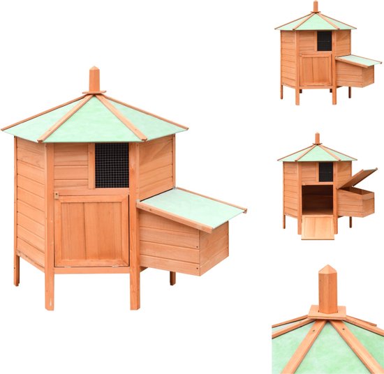 vidaXL Kippenhok - Groen Bruin - 126x117x125 cm - Massief grenen ...