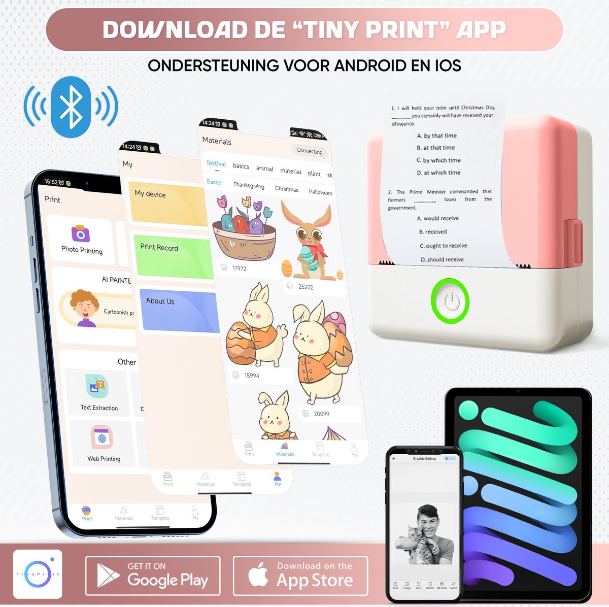 Mini Printer – Pocket Printer – Mini Printer voor Mobiel – Sticker ...