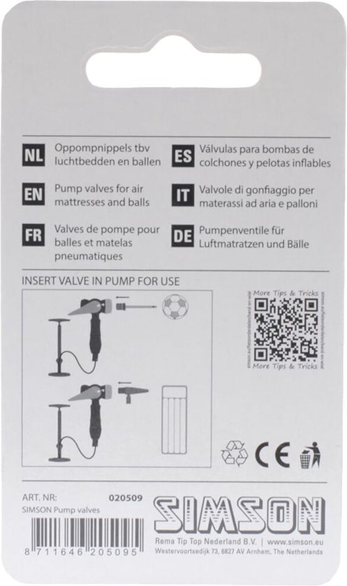 Simson Pompnippel assortiment - veelzijdige ventieladapters - 5-delig ...