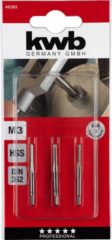 KWB - Handtappenset - Schroefdraadtappen - M3 - 3-delig | bol