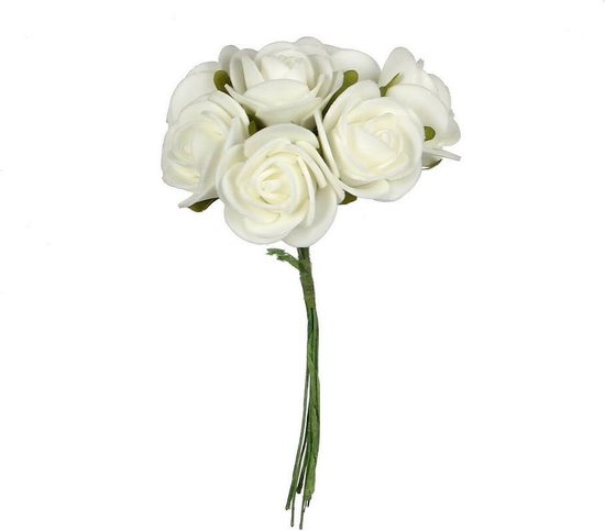 Ideas4seasons Decoratie roosjes foam - 10x - bosje van 7 - wit - Dia 6 ...