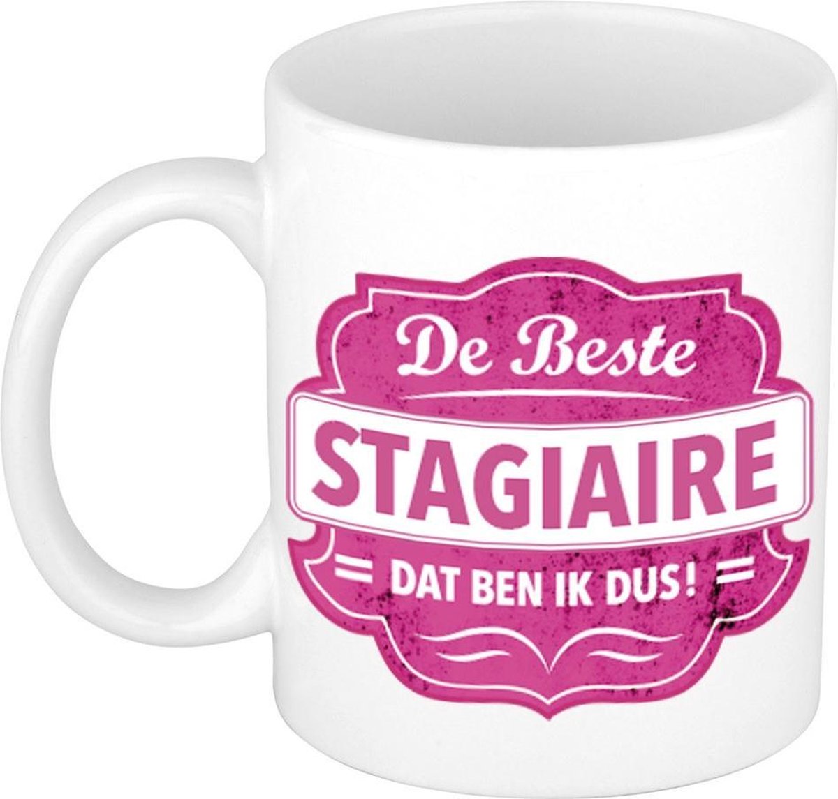 De beste stagiaire cadeau koffiemok / theebeker wit met roze embleem - 300 ml -... | bol