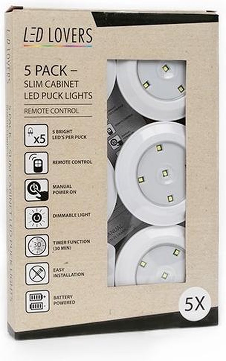 Lightmates Led Wireless Puck Lights 6 Pack With Remote Control Switch ...