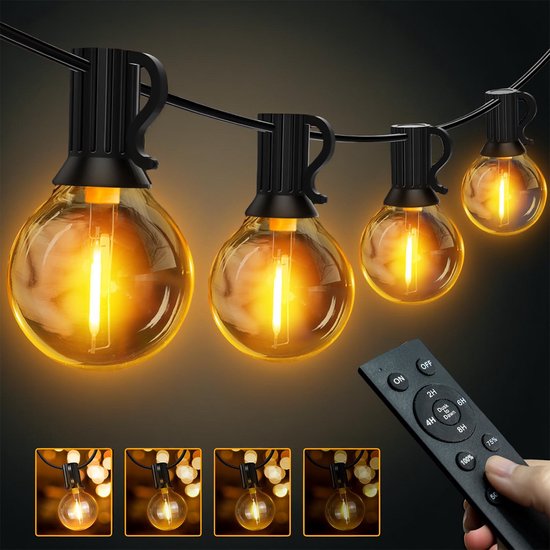 Lighto LED Lichtsnoer Buiten | 19,5 meter | 30 lampen G40 | Dimbaar met ...