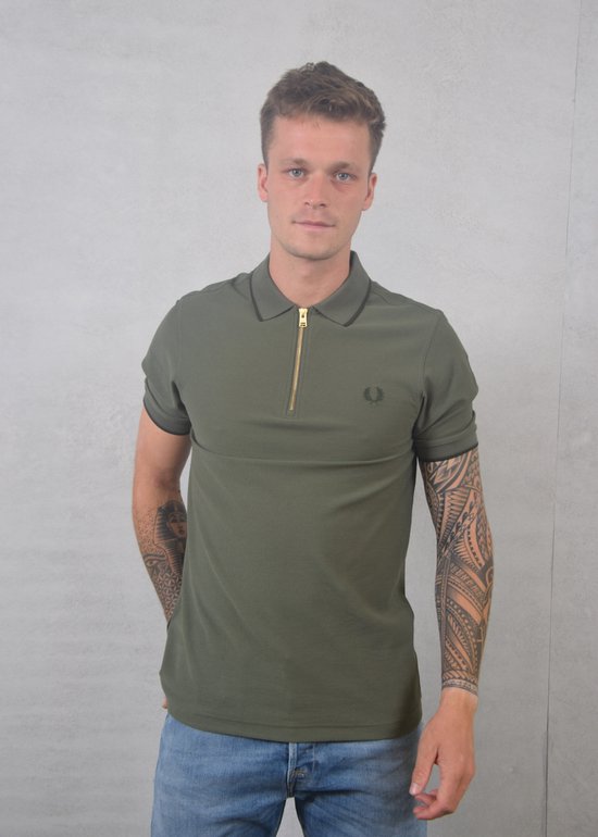 Fred Perry Crepe Pique Zip Neck Polo Shirt | bol
