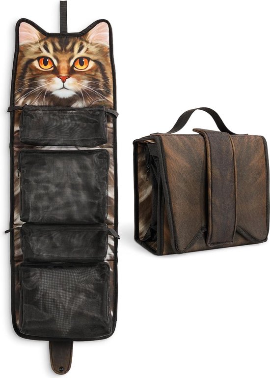 Goodivery ® Stijlvolle Toilettas met Kattenpatroon voor Reizen, Grote Capaciteit,... | bol