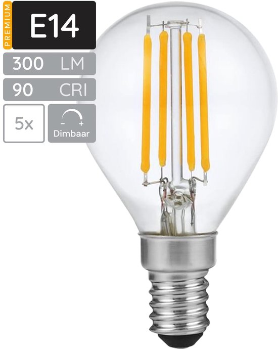 SPL E14 LED Lamp 4W Dimbaar - CRI 90 - Extra Warm Wit - 2200K - LED ...