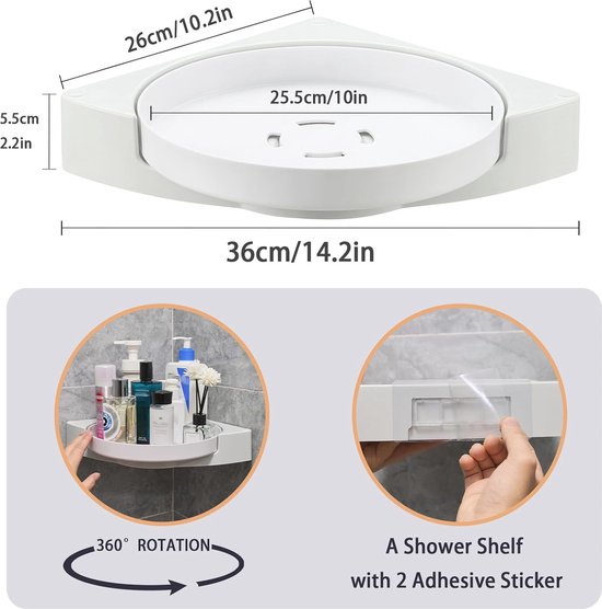 Doucheplank Zonder Boren - 2-delige Hoek Plank voor Badkamer ...