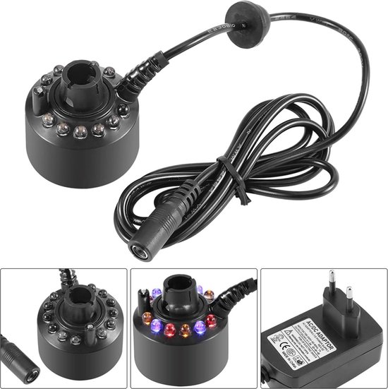 Water Mist Maker 12LED Verstuiver voor Indoor Fountain Pool - Met ...