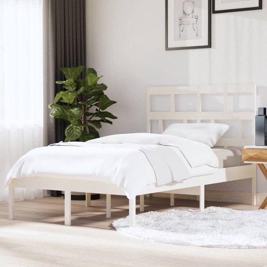 vidaXL Bedframe Grenenhout Wit 120x200 cm Houten Bed Frame - Bed Frame ...