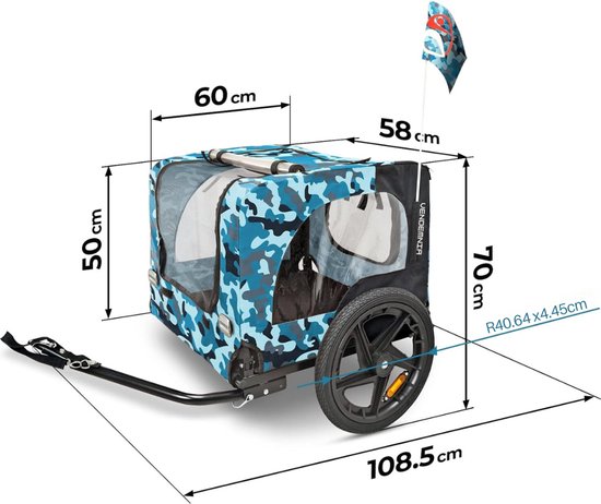 Hondenfietskar - Fietskar Hond - Fietsaanhanger voor Honden tot max. 45 ...