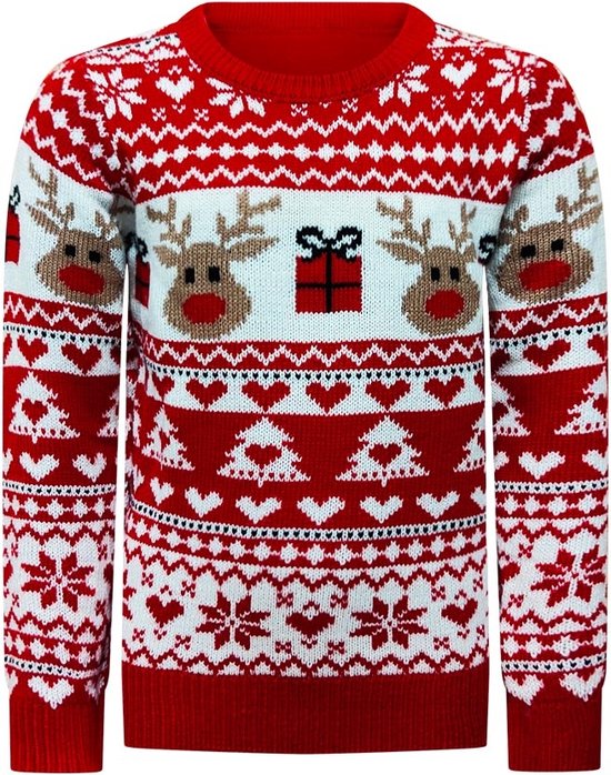Kersttrui Rendier Cadeau Noors Rood Wit - Jongens | bol