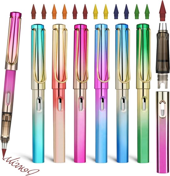 6 stuks Inktloze Kleurpotloden - Schrijven Tekenen met Forever Potlood ...