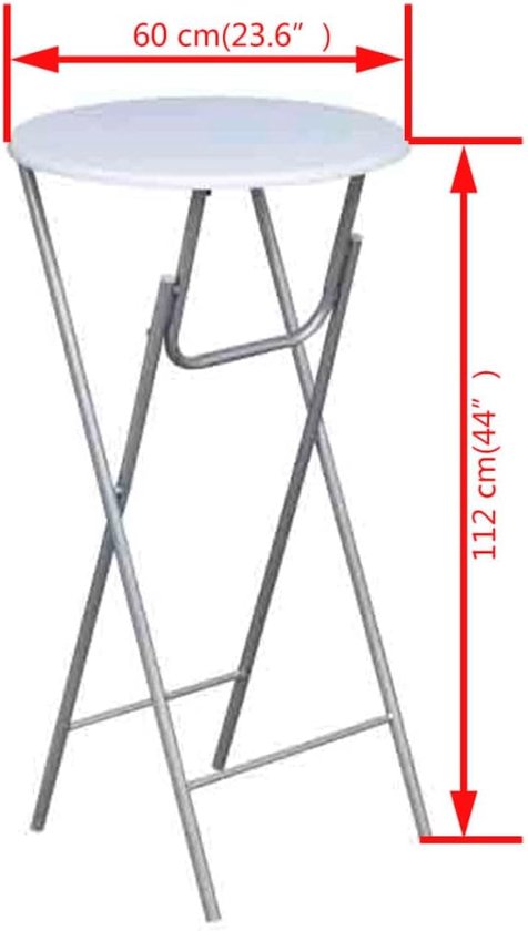 Set van 4 Inklapbare Bartafels met MDF Tafelblad en Sterke Stalen Poten ...