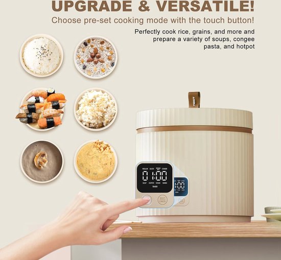 Multifunctionele Mini Rijstkoker 1,5L met Touch Display voor 1-3 ...