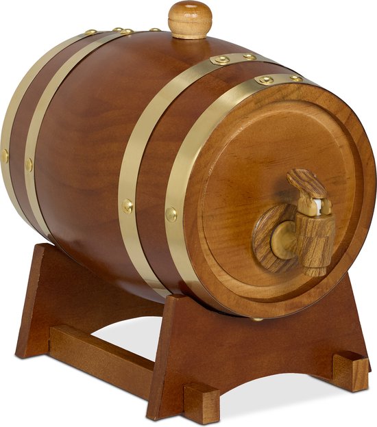 mini whiskey vat - 1,25 liter - met kraantje - houten vaatje ...