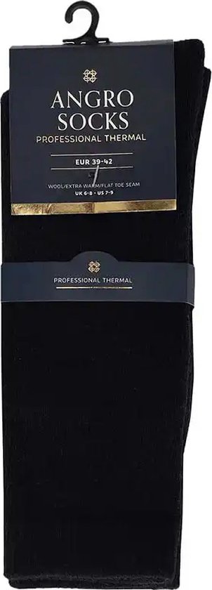Angro heren extra dikke wollen sokken 2-Pack - Thermal - 50 - Zwart | bol