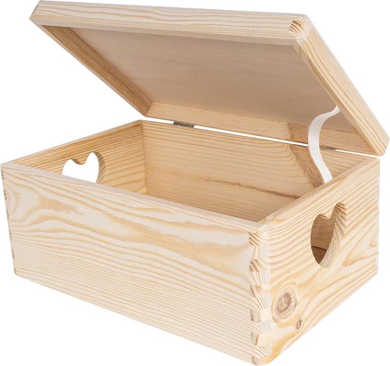 Grote Houten Doos Opberg-Kist - Opbergoplossing - 1 stuk - Naturel - Hout - 30 x 20 x... | bol