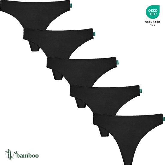 Dames String - String Slips - Zwart - 5-Pack - Maat S/M - Bamboe ...