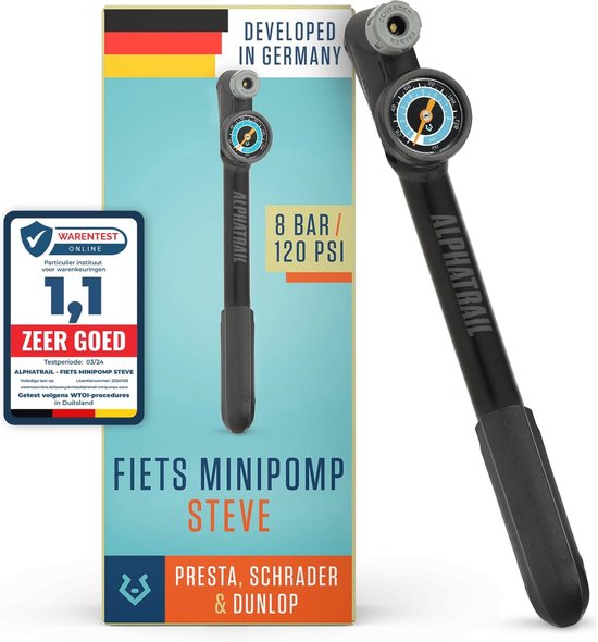 Minipomp voor Fietsen - Geschikt voor Presta, Schrader en Dunlop - Tot ...
