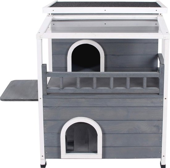 Geïsoleerd kattenhok met 2 etages voor binnen en buiten - weerbestendig ...