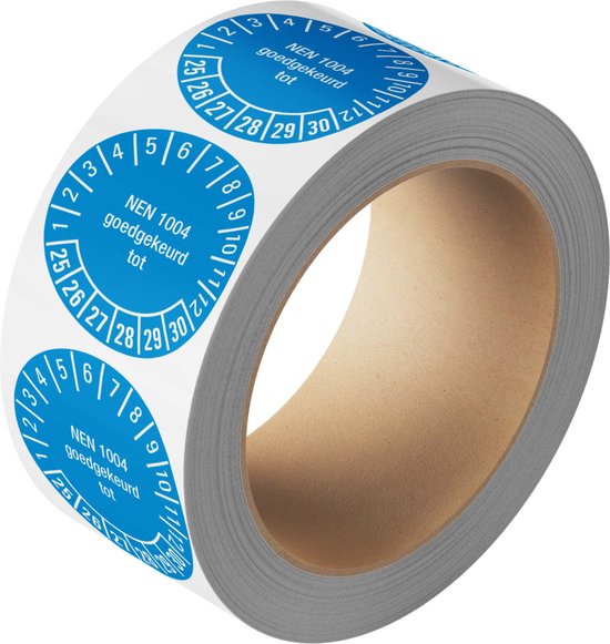 NEN 1004 keuringssticker 25-30 - rol 20 mm - 1150 per rol | bol