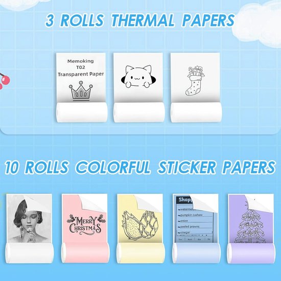 Mobiele fotoprinter - draagbare mini-fotoprinter met 13 rollen ...