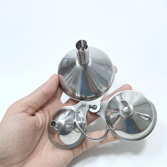 Stainless Steel Funnel Set Mini Metal Funnel with 2 Cleaning Brushes for Oils Liquid... | bol