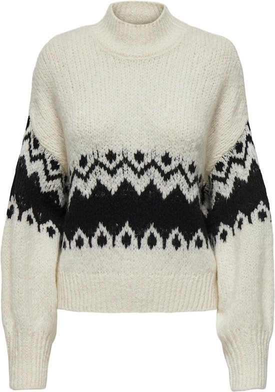 JDY - JDYKILIAN FAIR ISLE L/S HN PULLOVER - 15328582 - Cloud Dancer | bol