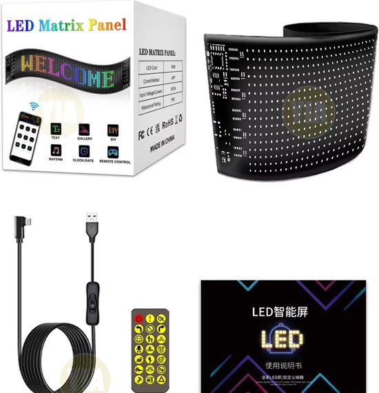 Programmeerbaar LED Matrix Display - 17 x 7 CM - Draadloos en App ...