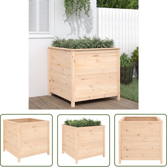 The Living Store Houten Plantenbak - Massief Grenenhout - 82.5 x 82.5 x 78 cm -... | bol