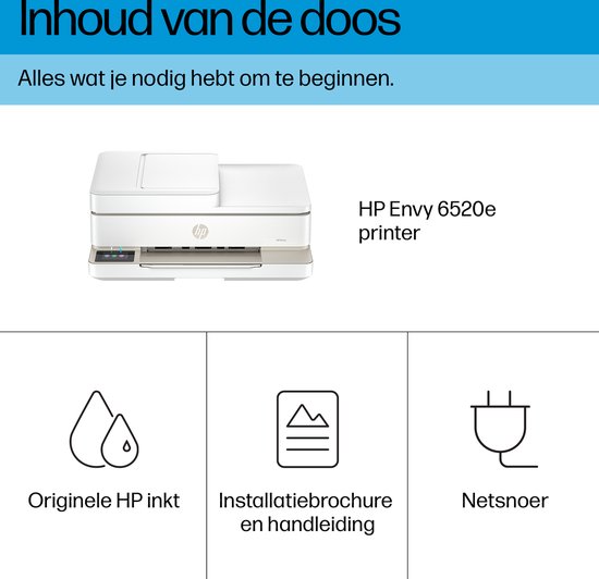 HP ENVY 6520e Printer - All-in-One - Instant Ink - Draadloos - Beige | bol