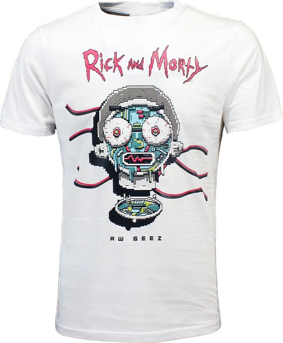 Rick and Morty Aw Geez T-Shirt Wit - Officiële Merchandise - S | bol