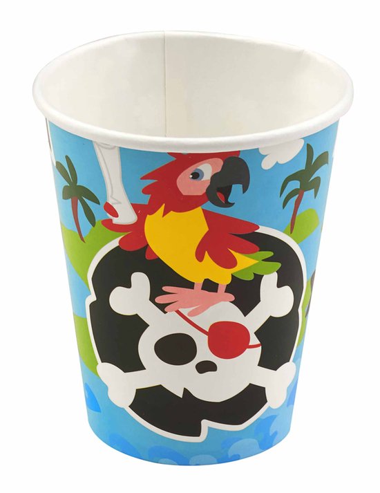 RIETHMULLER - 8 piraten kartonnen bekers 250 ml voor kinderfeestje | bol