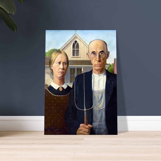 Grant Wood - American gothic met Lijst 50x70 cm Poster met Lijst 50x70 ...
