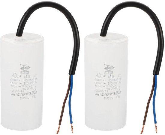 CBB60 40uf Capacitor Functie - 2pcs AC 450V - 2 Wires 50/60Hz ...