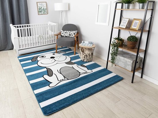 Groot Speeltapijt Hond Blauw voor Baby- en Kinderkamer (200x290 cm) | bol
