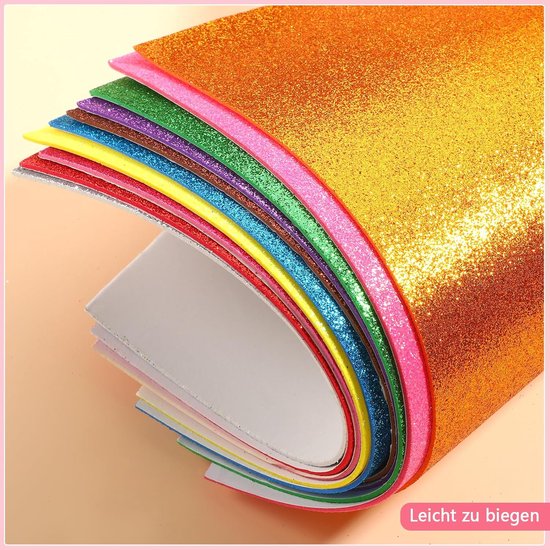 Zelfklevend Glitter Foam Foamvel A4 2 mm Dik Knutselpapier Kleurrijk ...