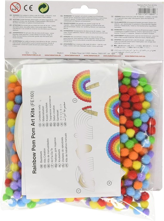 Rainbow Pom Pom Craft Set - 5 Kleurrijke Pompons voor Creatief ...