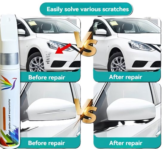 Auto Lakstift Wit – 12ML Touch-Up Pen voor Autolak Reparatie – Kras ...