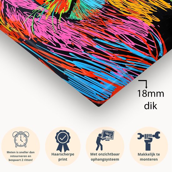 Neon leeuw - Kunstobject - Canvas schilderij - 75x100 cm | bol