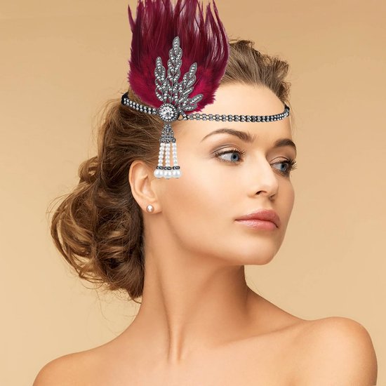 Hoofdband Jaren '20 Stijl met Veren en Kristallen - Flapper Accessoire ...