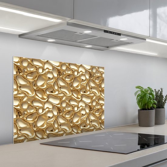 Spatscherm 70x55 cm - Zelfklevende achterwand Abstract - Modern - Goud ...