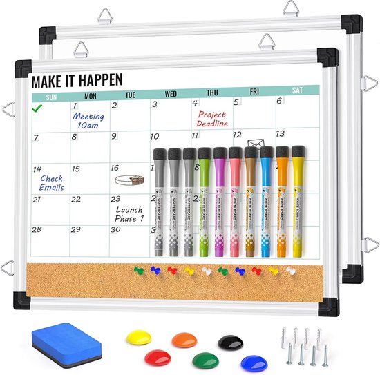 Maandelijkse Kalender Whiteboard en Kurkbord Combo voor Muur | bol