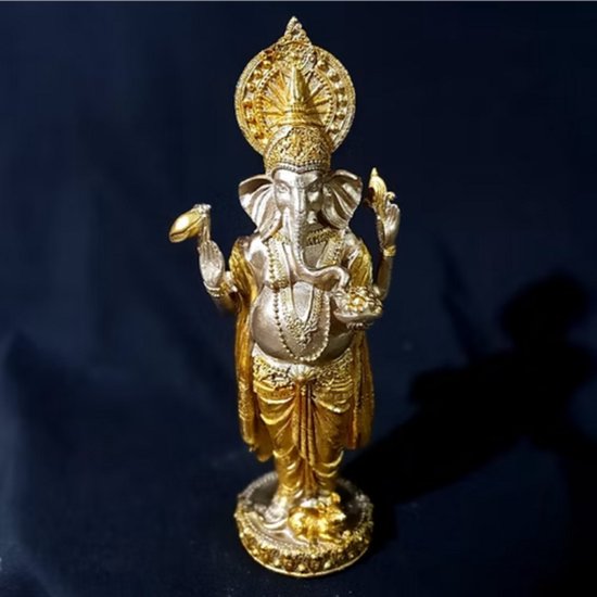 Ganesha beeld goud 30cm. - Staande Ganesha met 4 armen - God van ...
