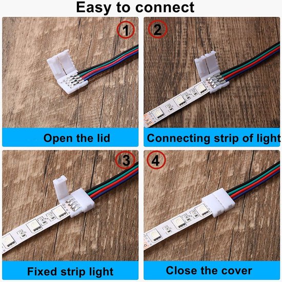 RGB LED strip connector adapter voor 5050 LED strips - 15 stuks ...