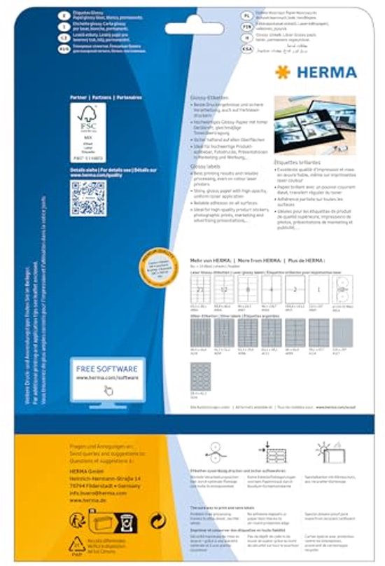 Hoogglans Etiketten A4 - 200 Zelfklevende Stickers - 96 x 63,5 mm ...