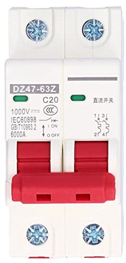 DC-scheidingsschakelaar voor fotovoltaïsche systemen - 1000V 20A | bol