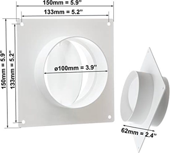 Buisverbinder Ø 100mm met Terugslagklep - Muurflens en Wandflens voor ...
